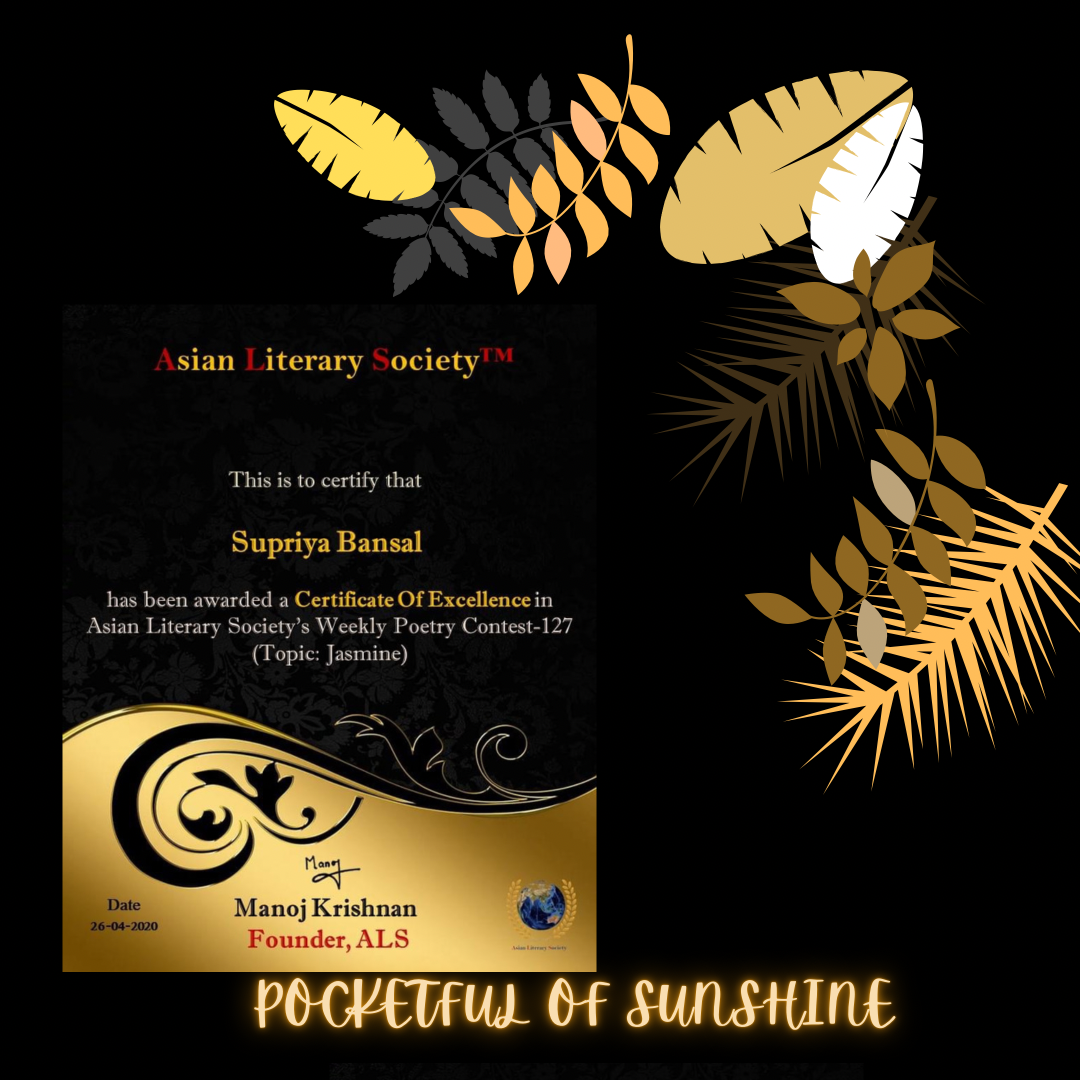 Certificate of Excellence- Poetry Contest- Jasmine - Supriya's Banter