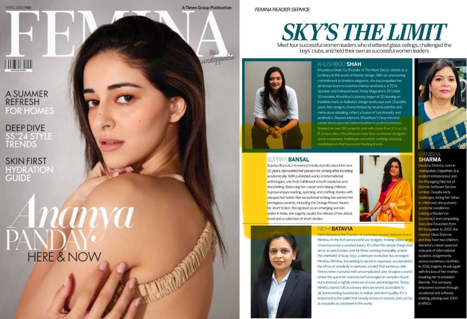 Featured in Femina, one of the country’s most prestigious women’s ...